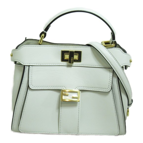 Fendi | Bags | Fendi Peekaboo Mini Shoulder Bag White Leather 8bn244 | Poshmark